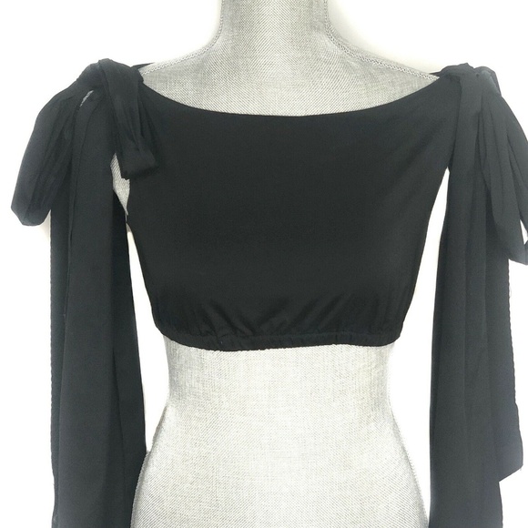 Milly | Tops | Milly Top Nwt Tara Bow Crop Top Tie Cotton Aa52 | Poshmark